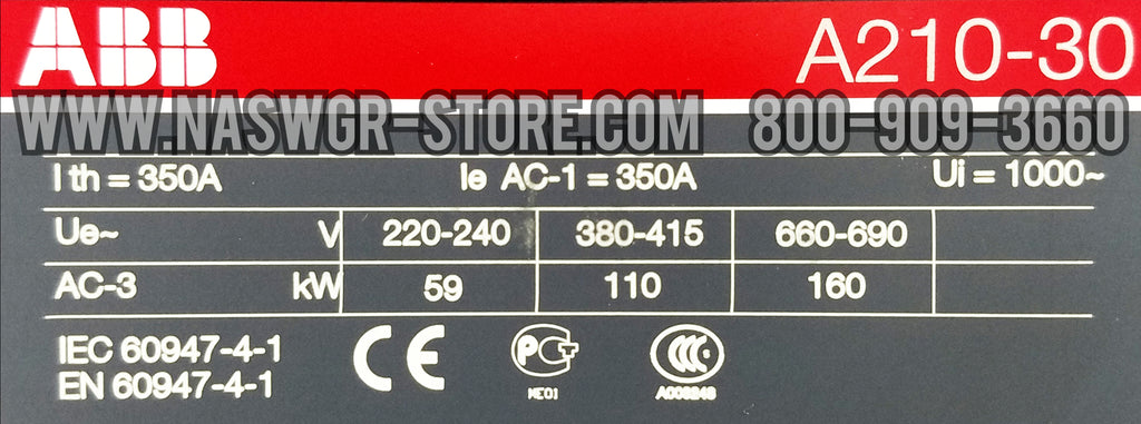 ABB A210-30 , A210-30-11-84 Contactor — North American Switchgear Store