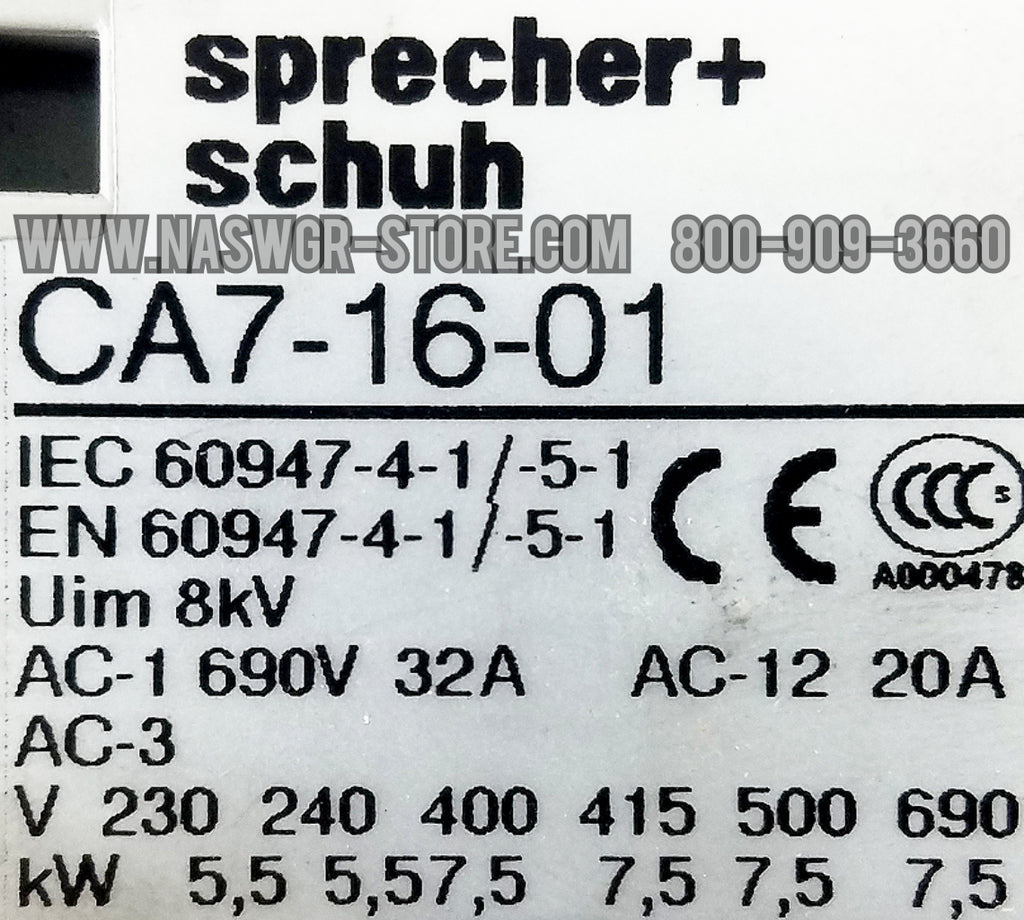 Sprecher Schuh CA7-16-01 Contactor — North American Switchgear Store