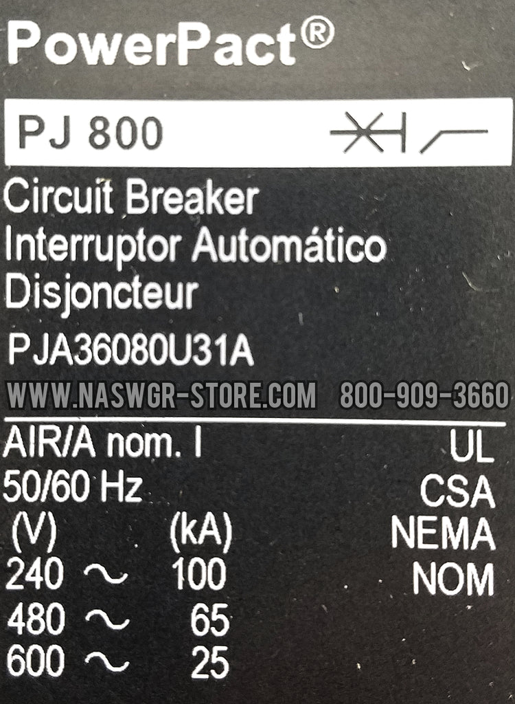 Square D PowerPact PJ 800 Circuit Breaker ~ 800 Amp — North American ...