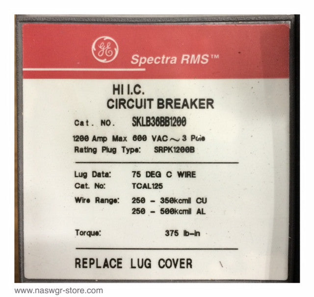 GE Spectra RMS SKLB36BB1200 Circuit Breaker - 1200 Amp — North American ...