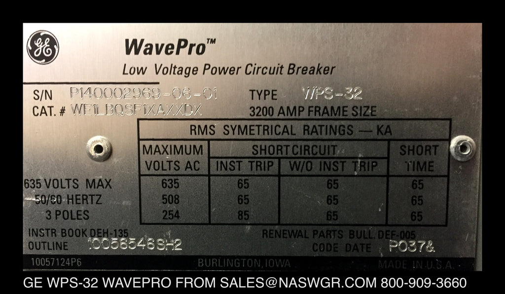 GE WavePro WPS-32 Circuit Breaker (E/O,D/O) - 3200 Amp — North American ...