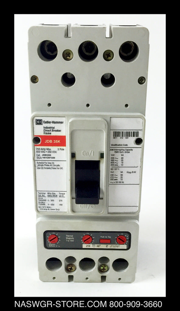 Cutler Hammer JDB3250 Molded Case Circuit Breaker - 250 Amp — North ...