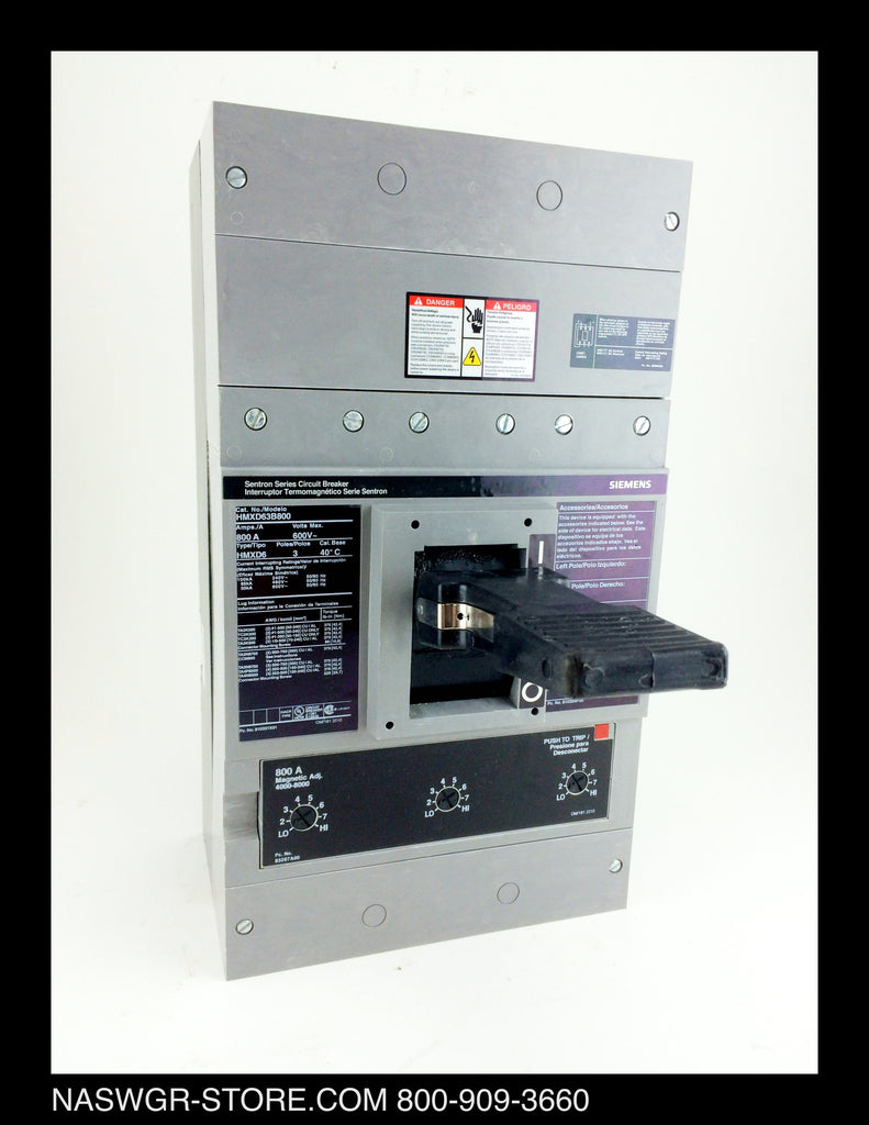 Siemens HMXD63B800 Molded Case Circuit Breaker - 800 Amp - Unused ...