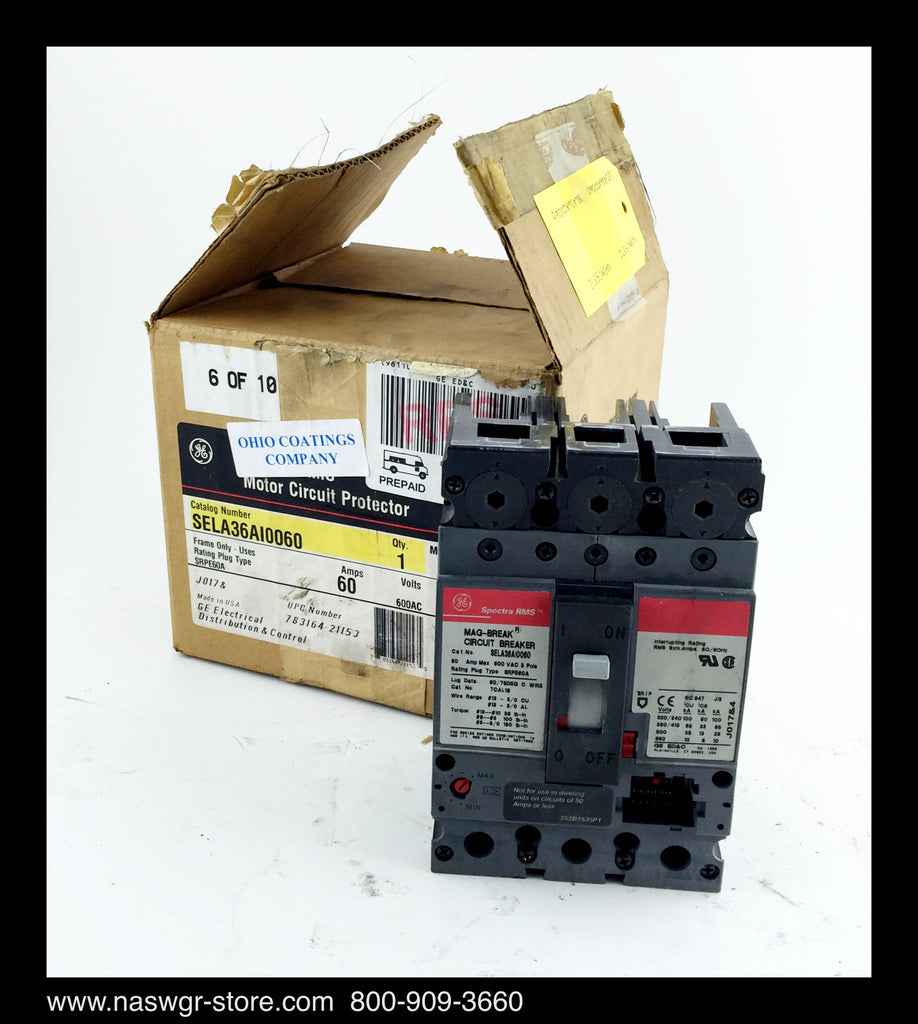 GE Spectra RMS SELA36AI0060 Circuit Breaker - 60 Amp - Unused — North ...
