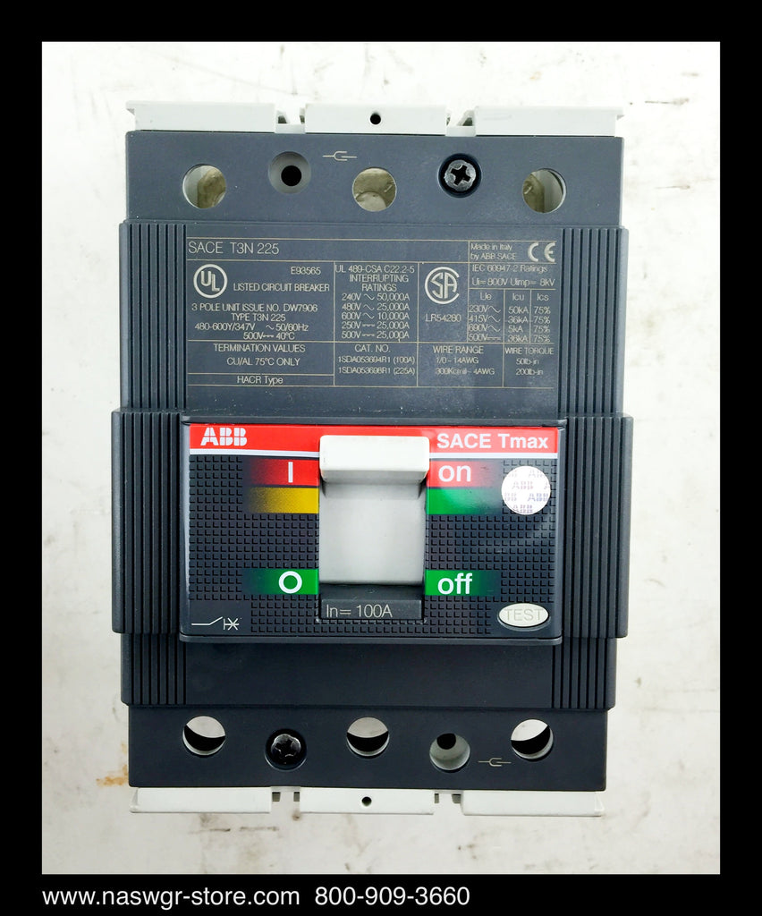ABB Sace Tmax T3N Molded Case Circuit Breaker - 100 Amp - Unused ...