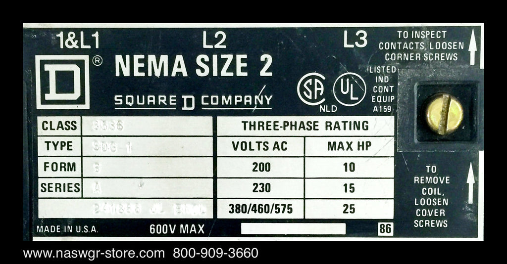 SDG 1 ~ Square D SDG 1 Contactor — North American Switchgear Store