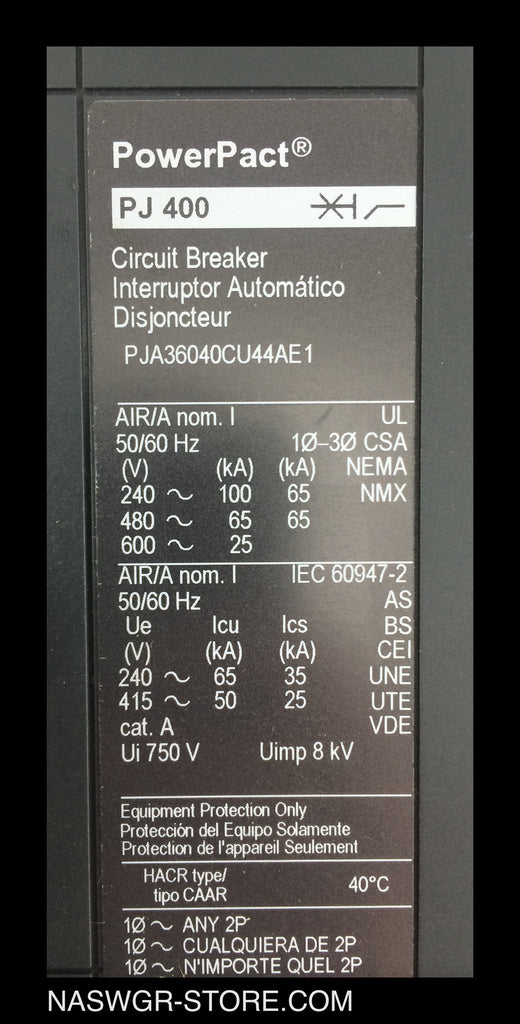 Square D PowerPact PJ400 Circuit Breaker - 400 Amp — North American ...