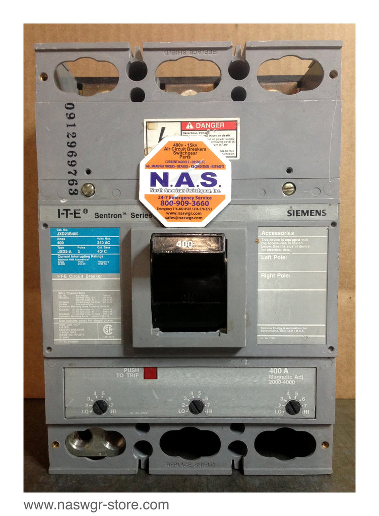 ITE Siemens JXD23B400 Molded Case Circuit Breaker - 400 Amp — North ...