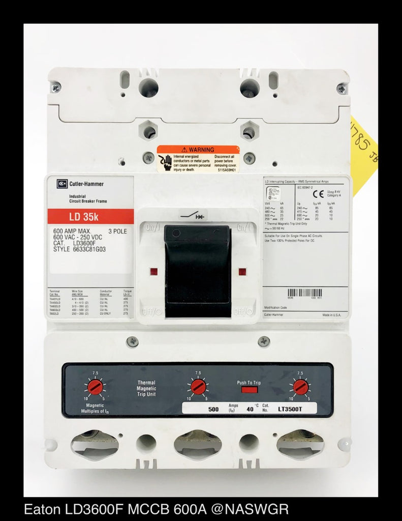 Cutler-Hammer LD3600F Molded Case Circuit Breaker - 500 Amp — North ...