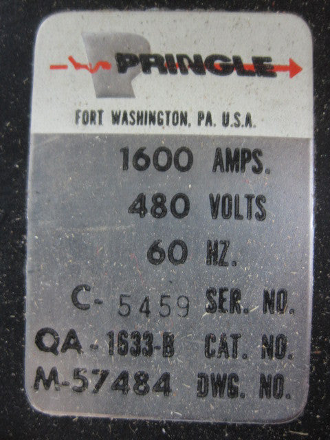 Pringle QA-1633-B Bolted Pressure Switch ~ 1600 Amp — North American ...