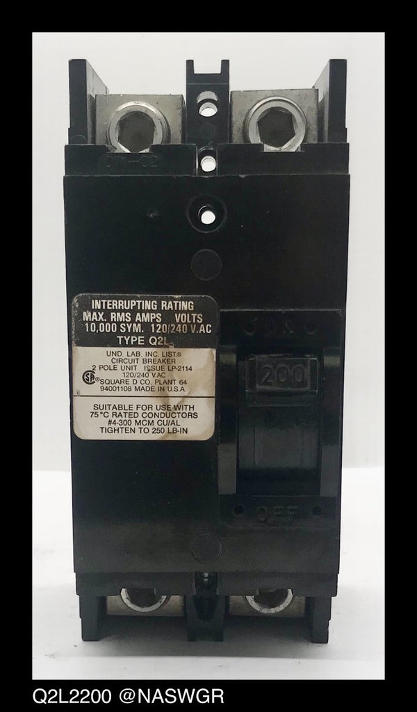 Square D Q2L2200 Molded Case Circuit Breaker ~ 200 Amp — North American ...