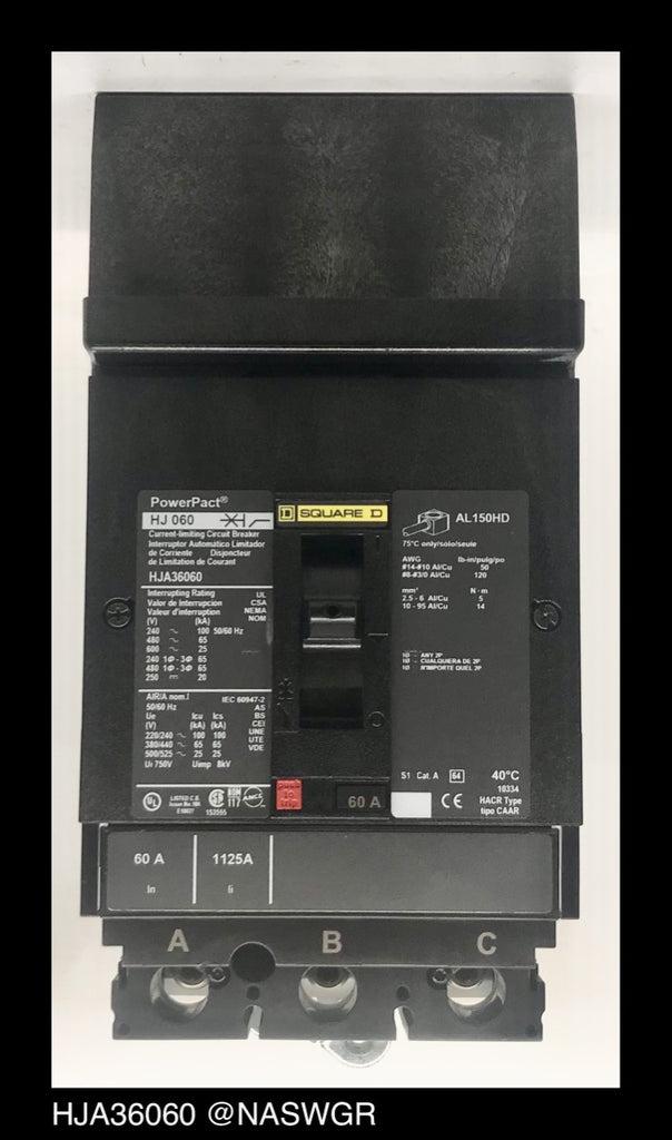 Square D HJA36060 Molded Case Circuit Breaker ~ 60 Amp — North American ...