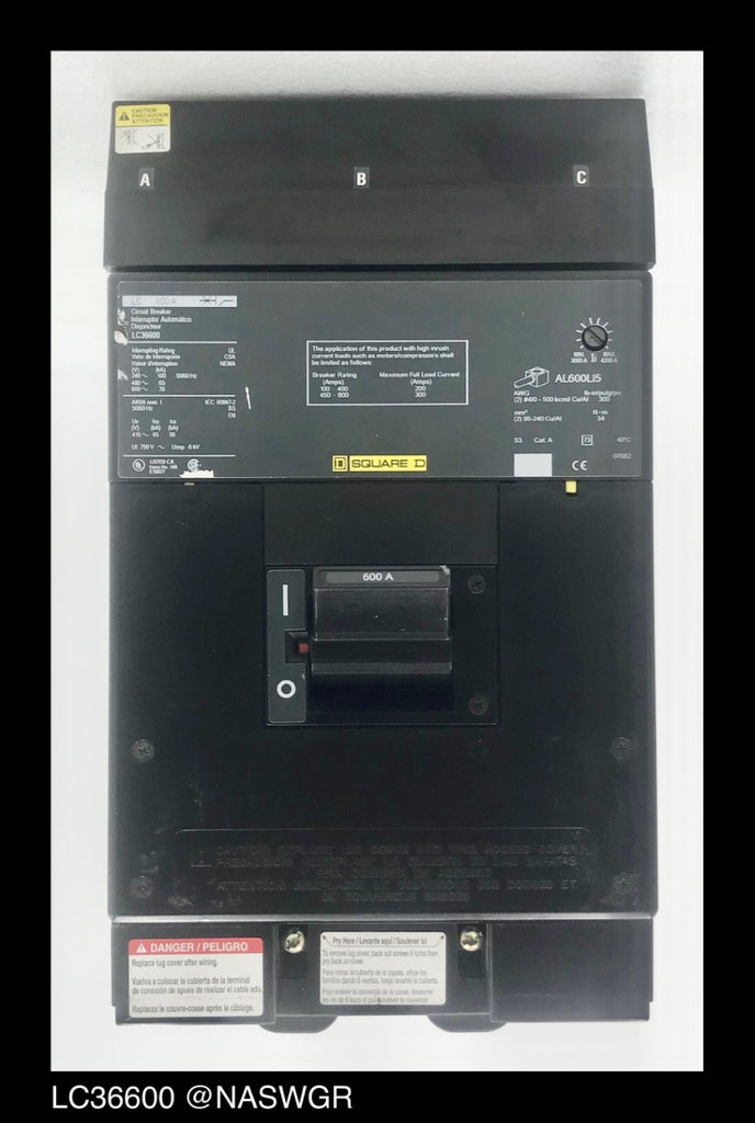 Square D LC36600 Molded Case Circuit Breaker ~ 600 Amp — North American Switchgear Store