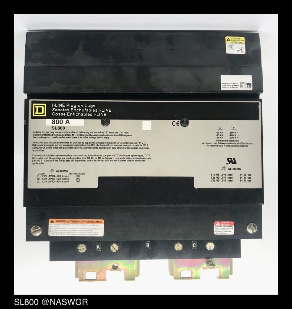 Square D SL800 Molded Case Sub-Feed Lug ~ 800 Amp - Unused Surplus ...