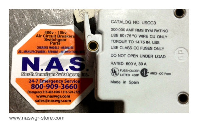 USCC3 , Gould USCC3 Ultrasafe fuse holders , 30 Amp , 600V , PN: USCC3 ...